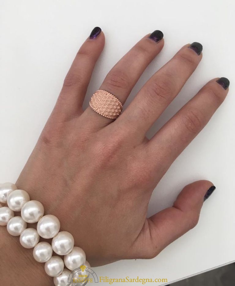 Fede sarda in argento rosè, dorata e bianca - Gioielli Sardi Filigrana ...